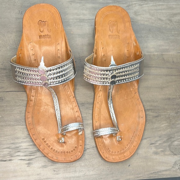 Matta | Shoes | Matta Silver And Tan Sandals | Poshmark